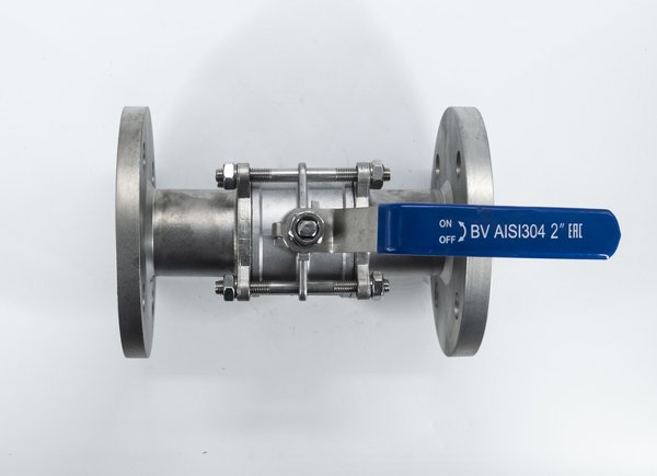 Кран шаровый фланцевый трехсоставной нержавеющий (3PC), AISI304 DN50 (2 ...